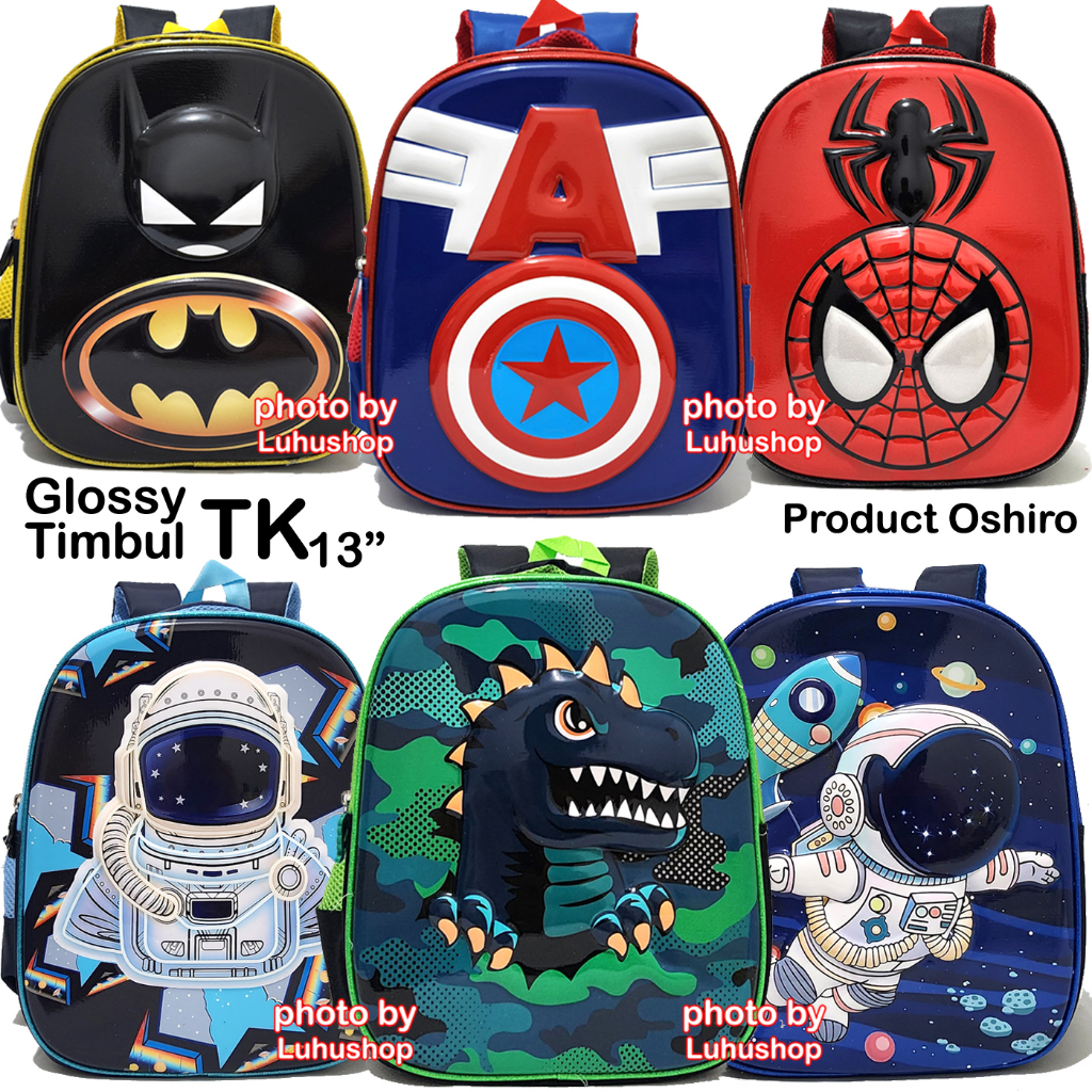 Jual Oshiro Tas SD / TK Ransel Sekolah Anak Laki cowok Superhero Timbul Otot Batman Spiderman ...