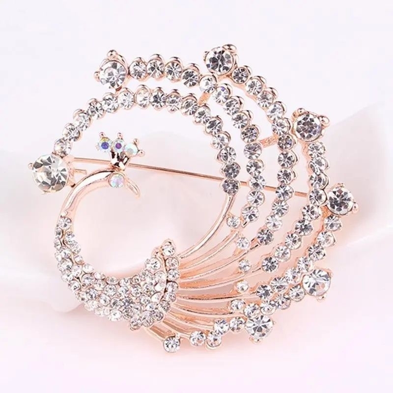 Jual bros burung merak hias kristal imitasi - aksesoris bros wanita ...