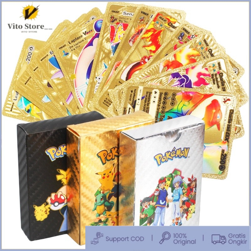 Jual （COD）50 Pcs Kartu Pokemon Black Gold Silver Pok Mon Charizard Versi Inggris Untuk Koleksi ...