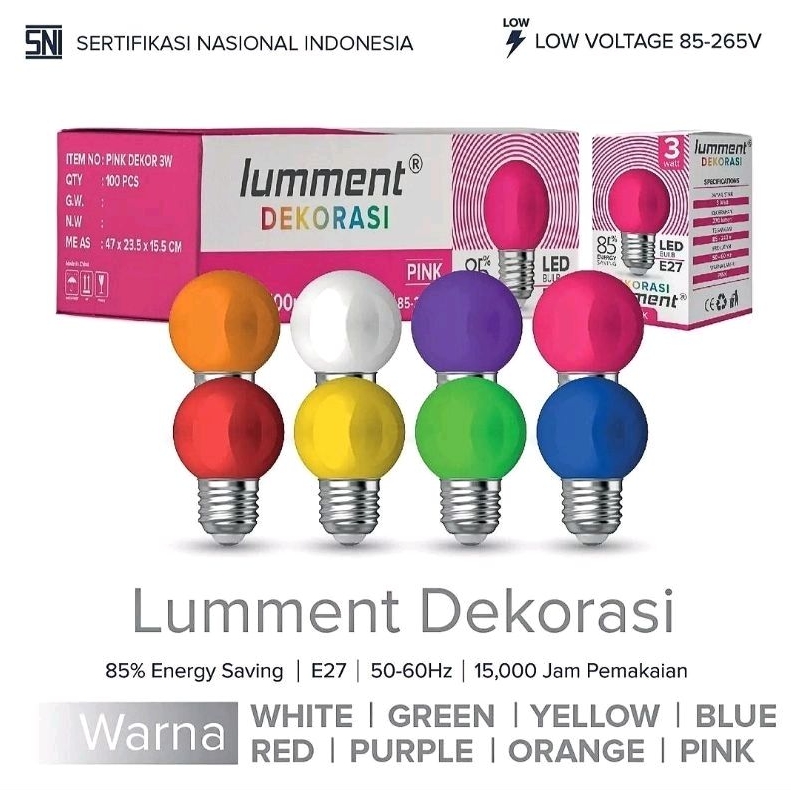 Jual Lampu LED Dekorasi Lumment Warna Warni 3 Watt Lampu Dekor Hias 3W ...