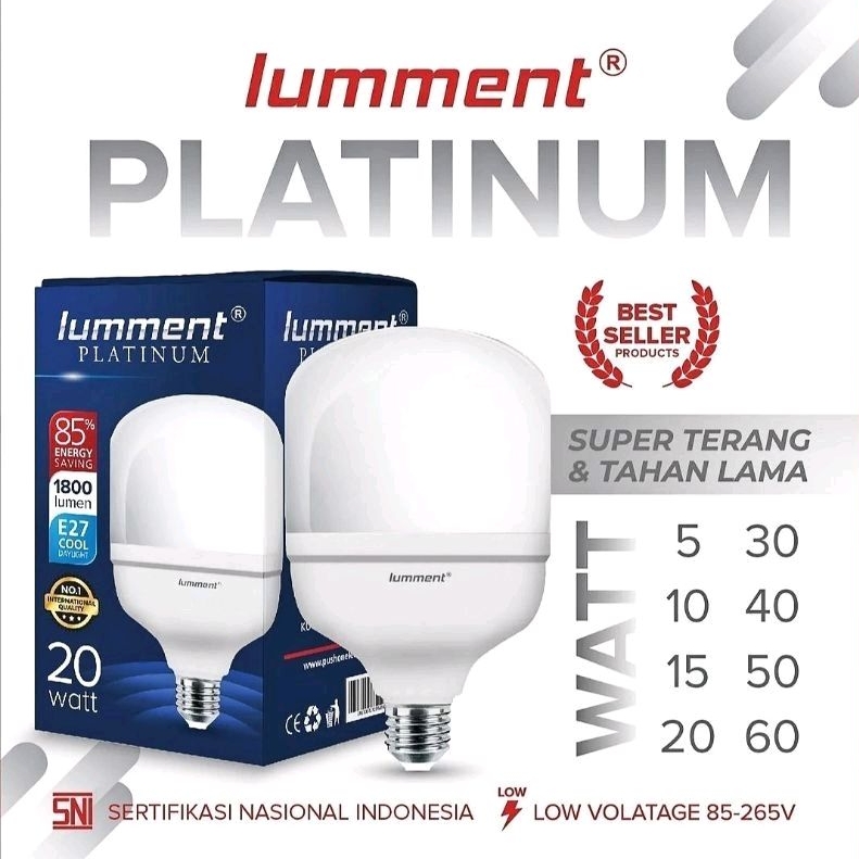 Jual Platinum Lampu LED 30W 40W 50W 60 Watt Lumment Bohlam Tabung Kapsul Putih | Shopee Indonesia