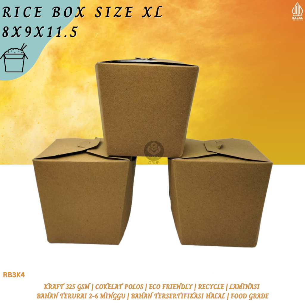 Jual Rice Box Paper XL / Food Pail / Dus makanan Take away / Pailfood ...