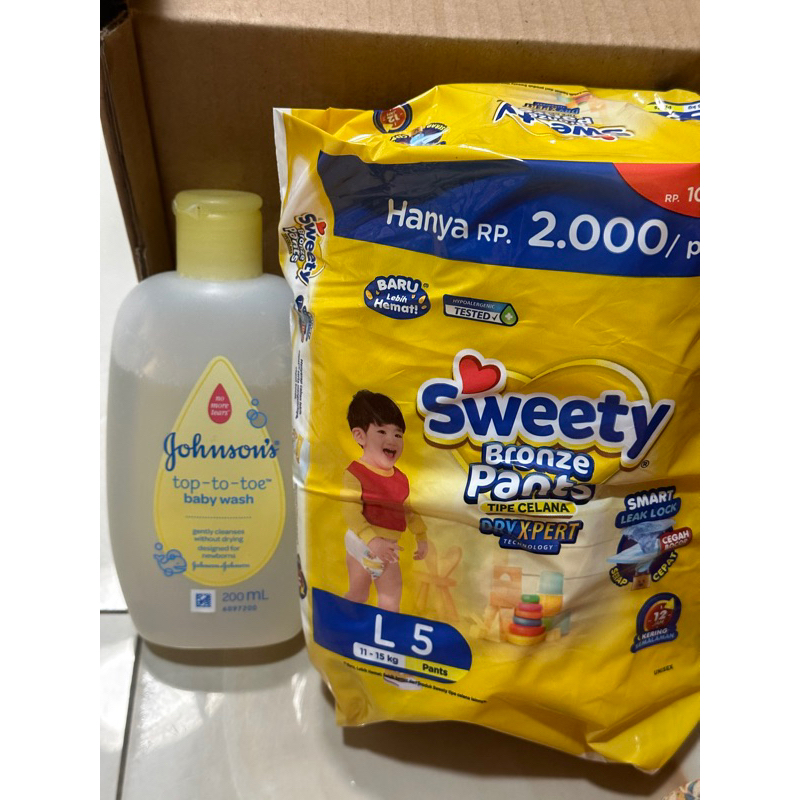 Jual paketan baby popok sweetyisi 5 ukuran L+sabun cair johnsons 200ml ...