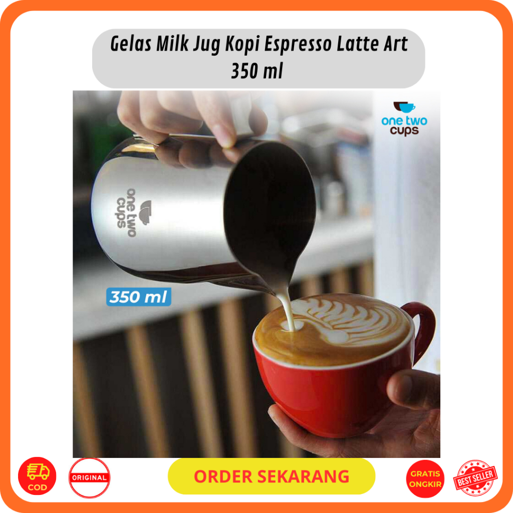 Jual One Two Cups Gelas Milk Kreasy Latte Art Jug Kopi Espresso Latte ...