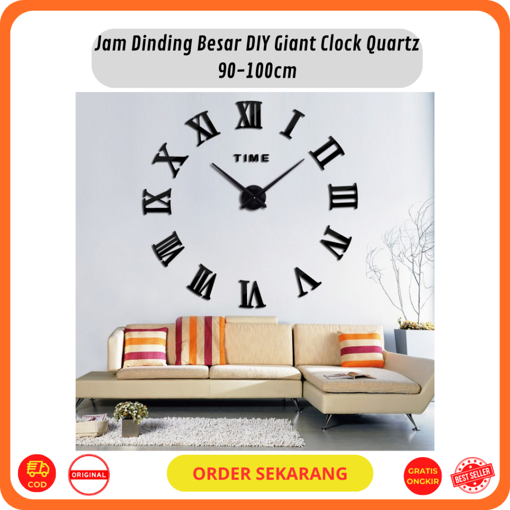 Jual Jam Dinding Besar Tempel Dinding Mewah Elegan DIY Giant Clock ...