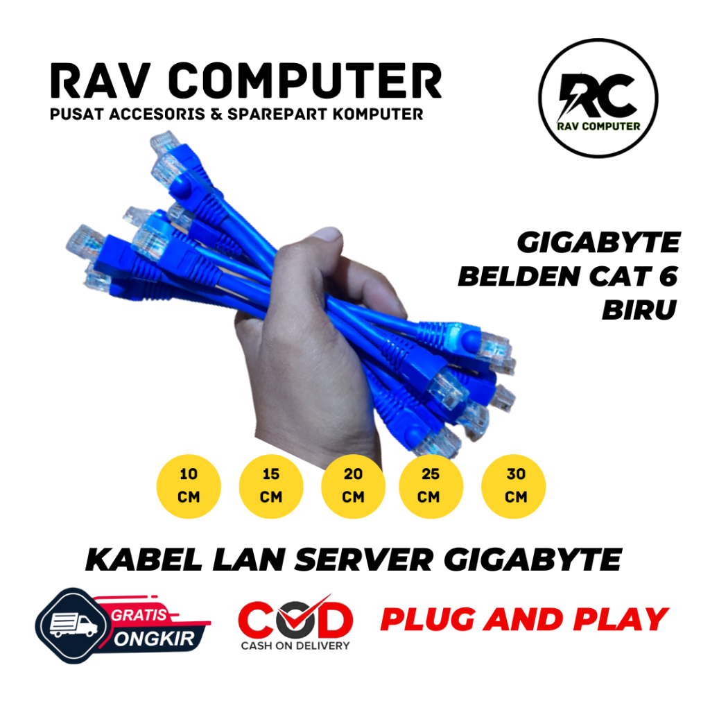 Jual KABEL LAN SERVER CAT 6 GIGABYTE BELDEN BIRU CUSTOM RAV COMPUTER ...