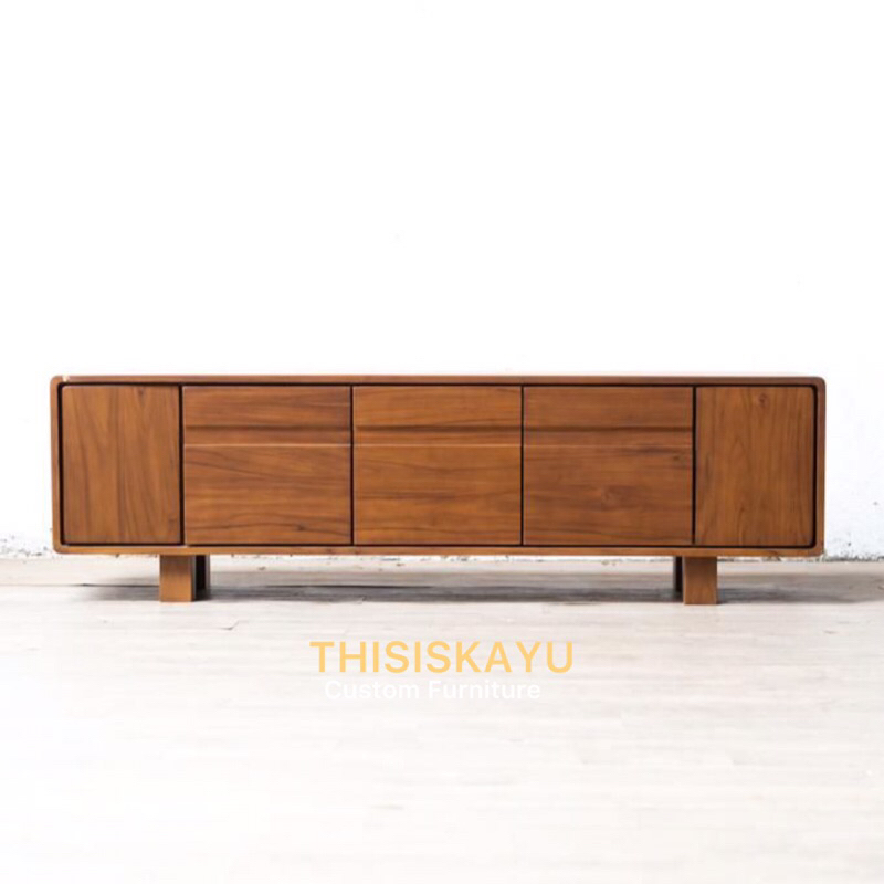 Jual BUFFET TV KAYU JATI ASLI SOLID WARNA NATURAL JATI GAYA JAPANDI ...