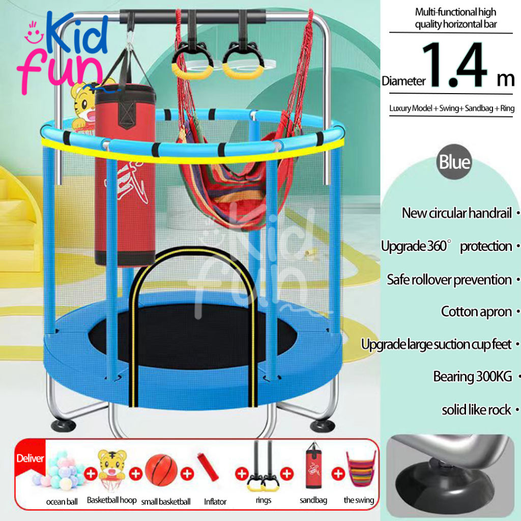 Jual KidFun - Trampolin Anak Viral Diameter 140cm Rekomendasi Anak Olahraga Lompat Mewah INDOOR ...