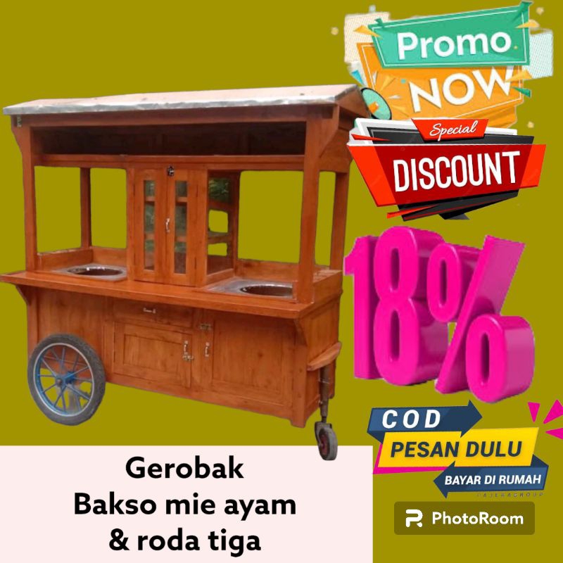 Jual gerobak bakso mie ayam roda tiga free ongkir | Shopee Indonesia