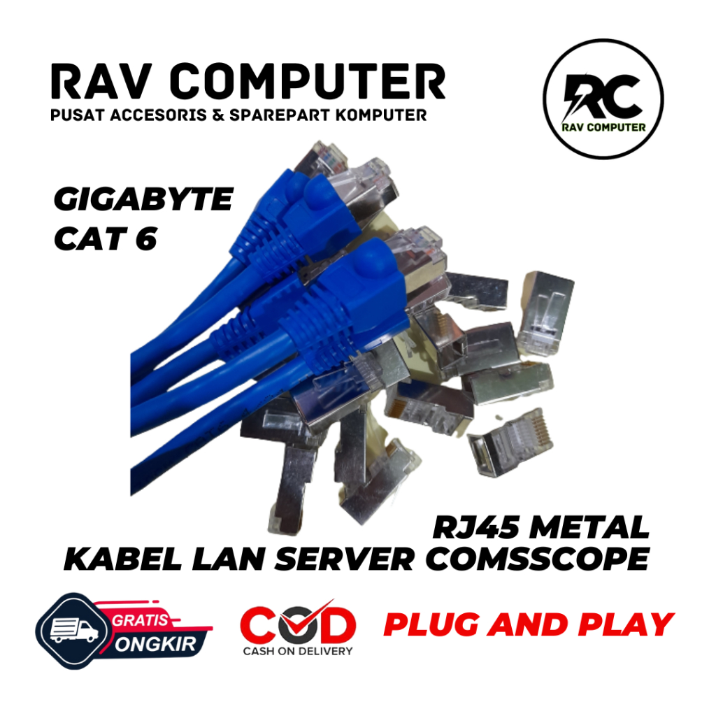 Jual KABEL LAN GIGABYTE SERVER COMSCOPE CAT 6 RJ45 BESI | Shopee Indonesia