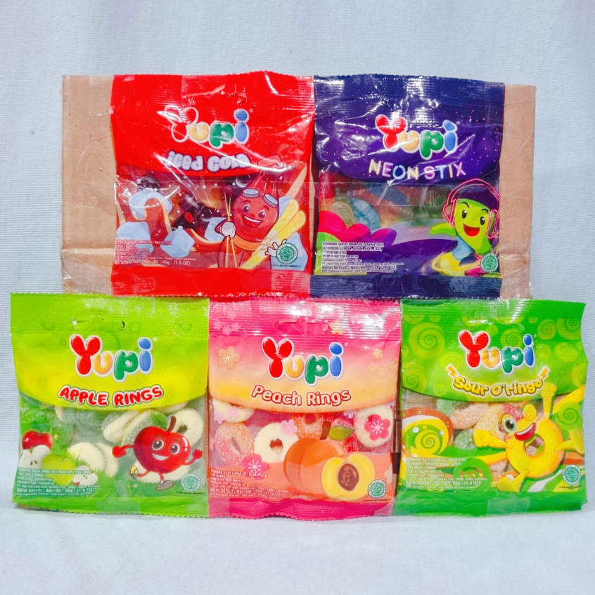 Jual Yupi Neon Stix / Peach Rings / Sour O'ringo / Apple Rings (45 gr ...