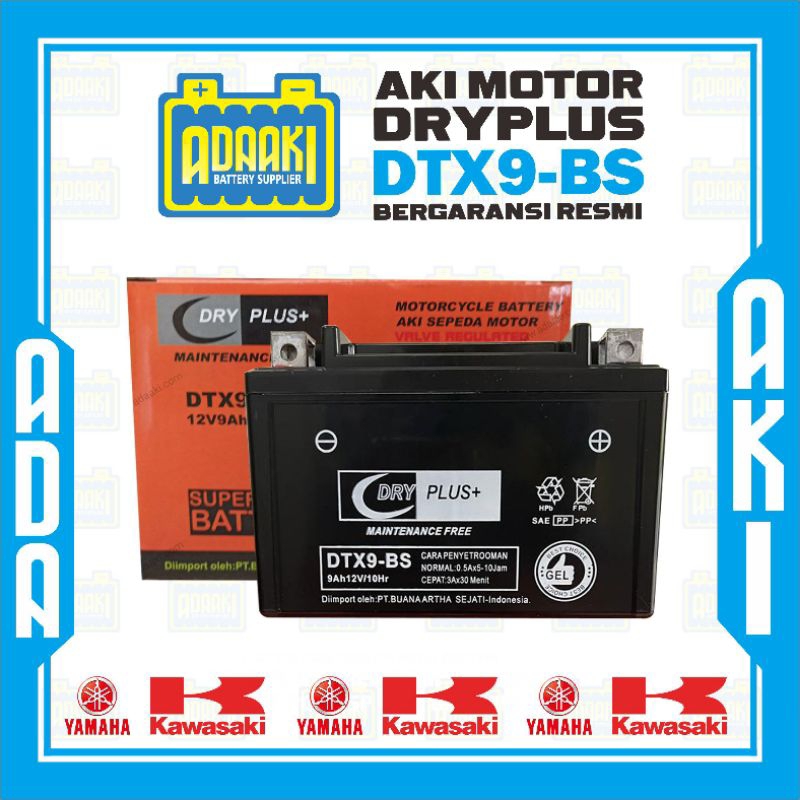 Jual Aki DRYPLUS DTX9-BS untuk Motor ninja 250, Minerva, KTM Duke 250 | Shopee Indonesia