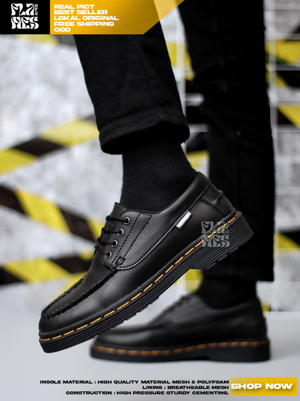 Jual FLAMES Sepatu Pantofel Formal Docmart Hitam Pria | Shopee Indonesia
