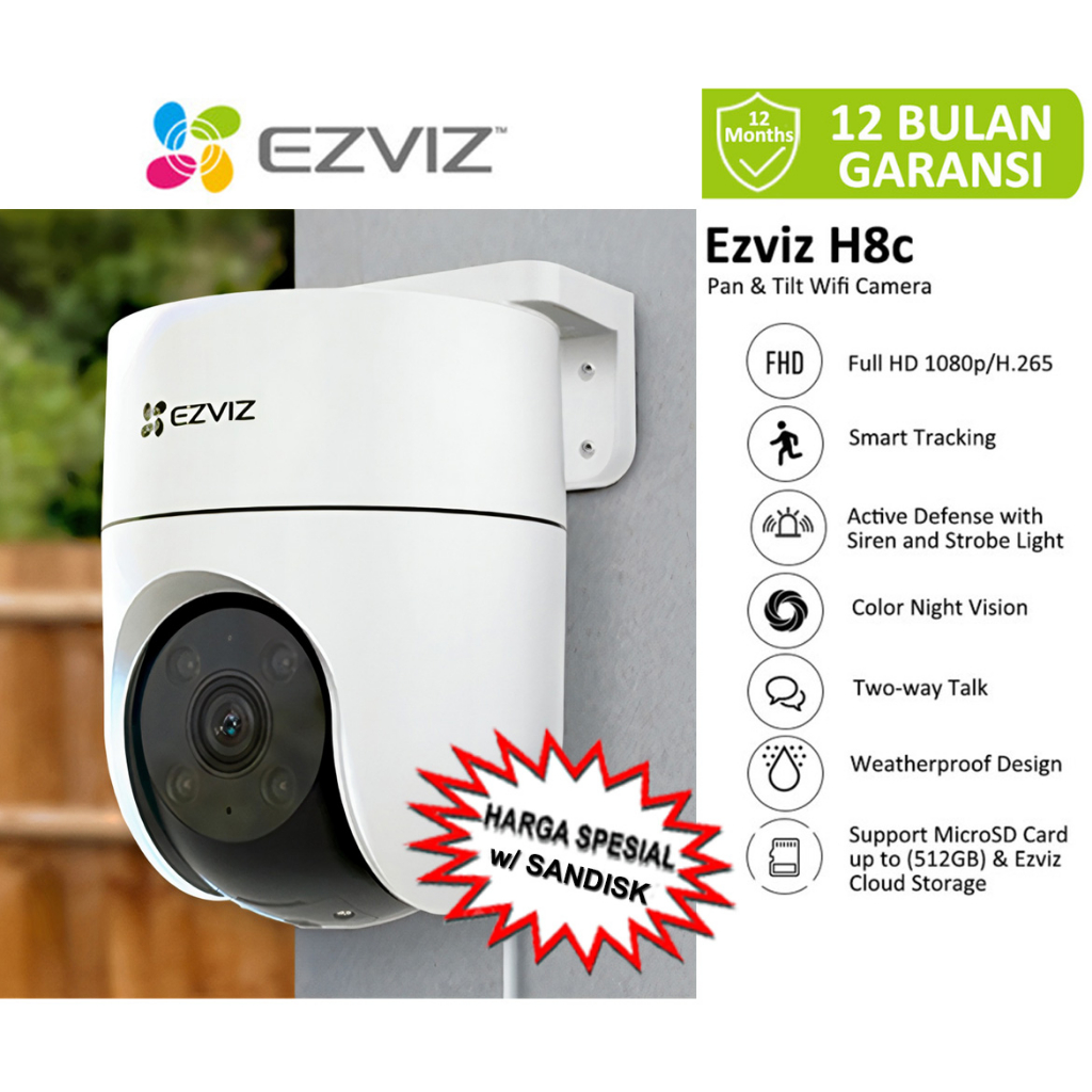 Jual EZVIZ H8C 2MP 1080P COLOR NIGHT PAN TILT Wi-Fi OUTDOOR IP CAMERA 2 ...