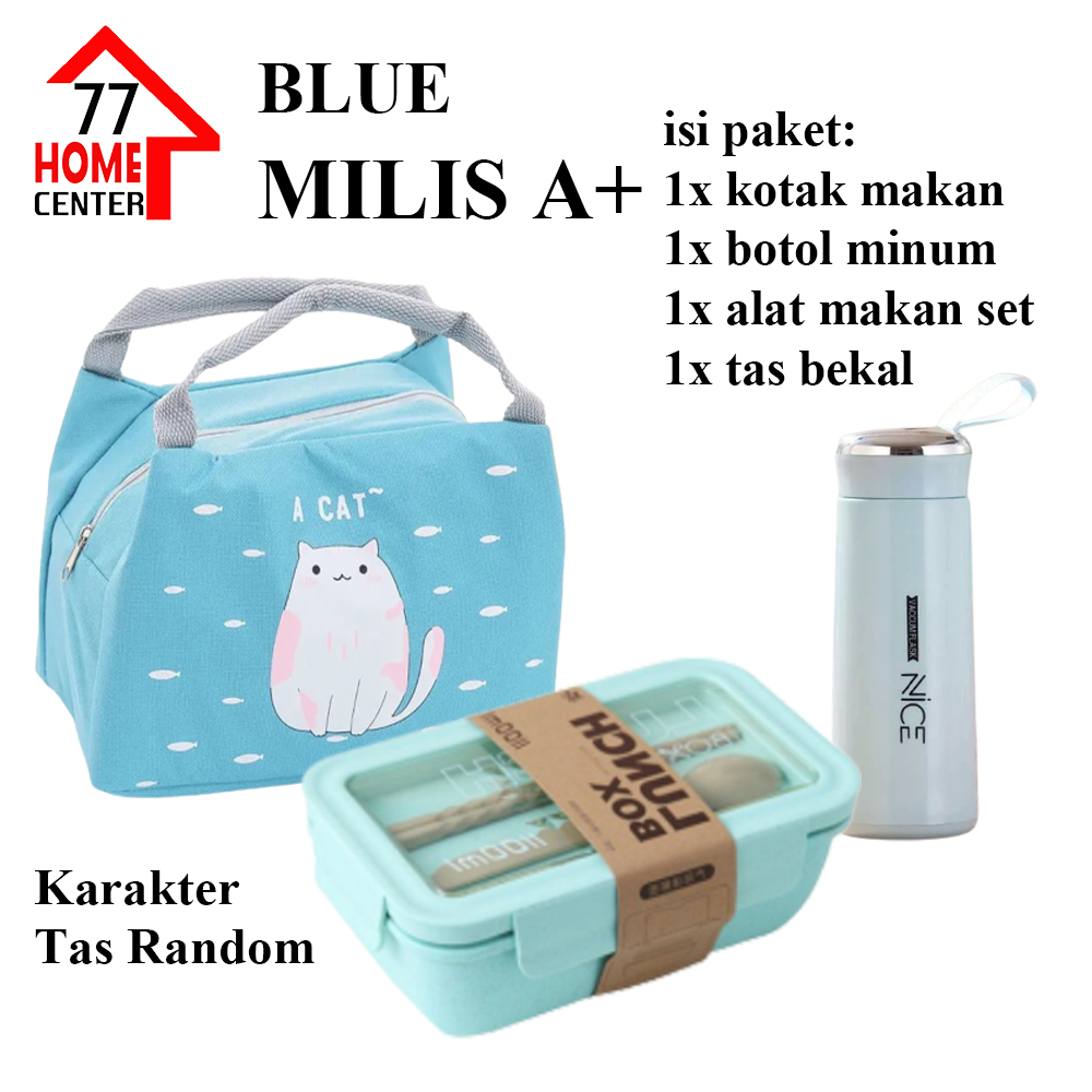 Jual Millis A+ Set Kotak Makan + Sendok & Garpu + Tas Bekal + Botol Minum || Paket Set Kotak ...