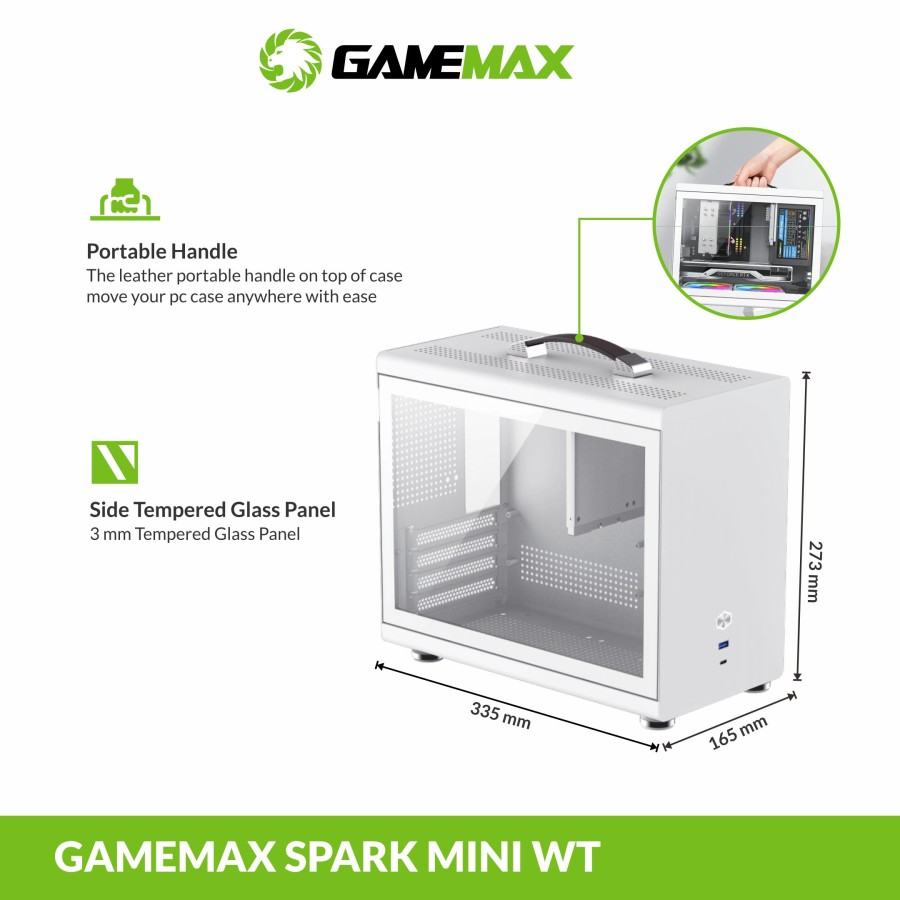 Jual Casing Komputer Gamemax Spark Mini / Casing PC Mini ITX White ...