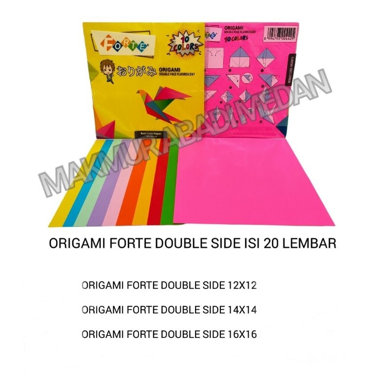 Jual Origami Forte Double Side 12x12 14x14 16x16/Kertas Warna Lipat 2 ...