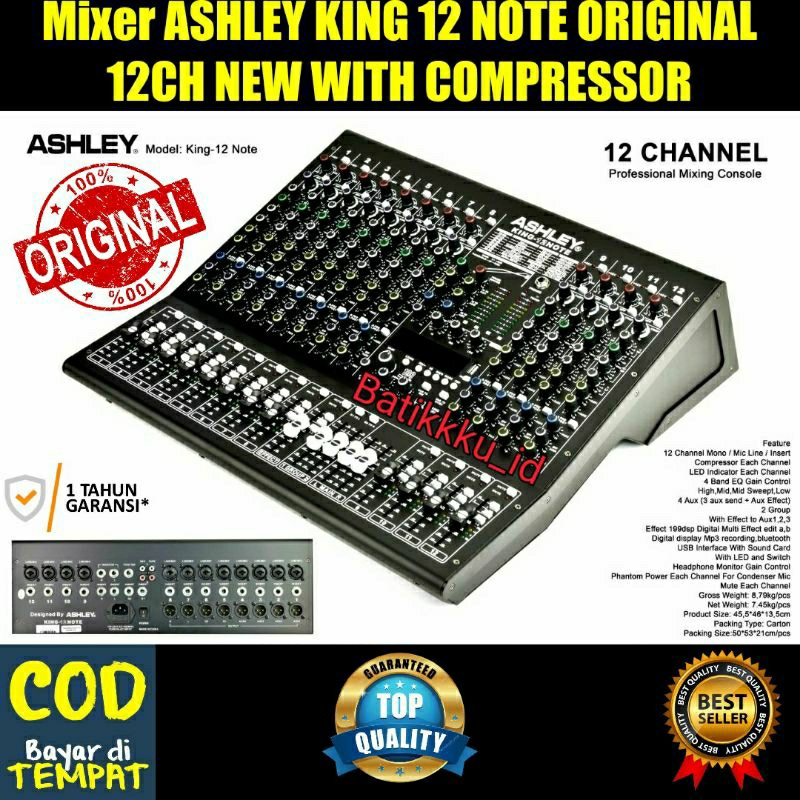 Jual MIXER ASHLEY KING 12 NOTE KING12 NOTE ORIGINAL 12Ch New With ...