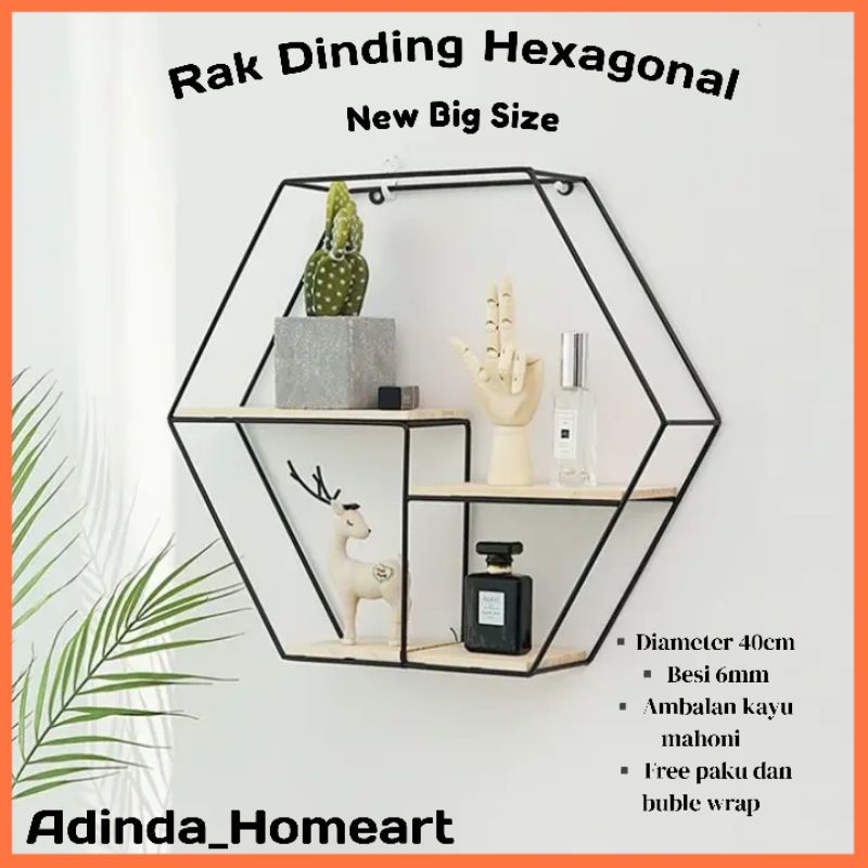 Jual Rak Dinding Besi Hexagonal Big Size 40cm | Shopee Indonesia