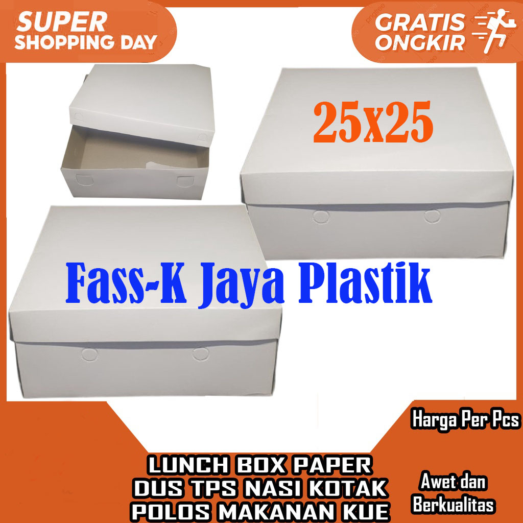 Jual 400gr Dus TPS Putih Polos 25x25 - Tebal 400 gr Nasi / Box Snack ...
