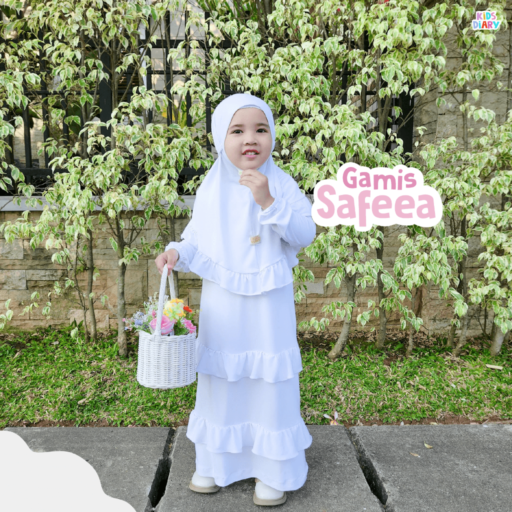 Jual Kids Diary Plus - Gamis Anak Set Hijab Safeea Putih 1-10 Tahun ...