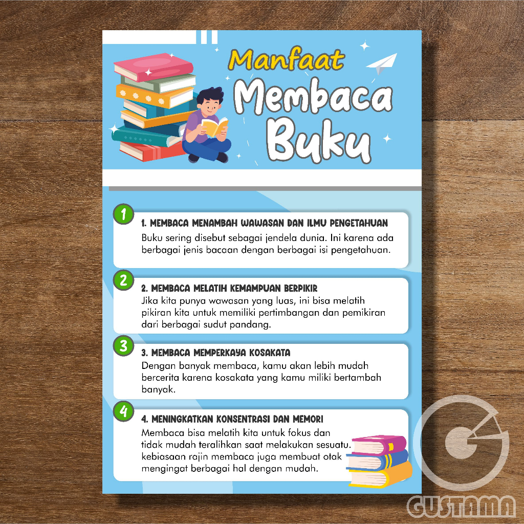 Jual Poster Manfaat Membaca Buku, Poster Edukasi Anak Laminasi A3 ...