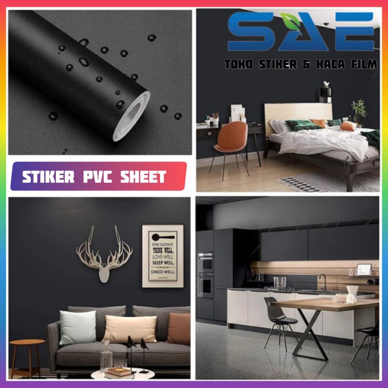 Jual Wall Sticker Dinding Warna Hitam Doff Premium Berperekat Anti ...