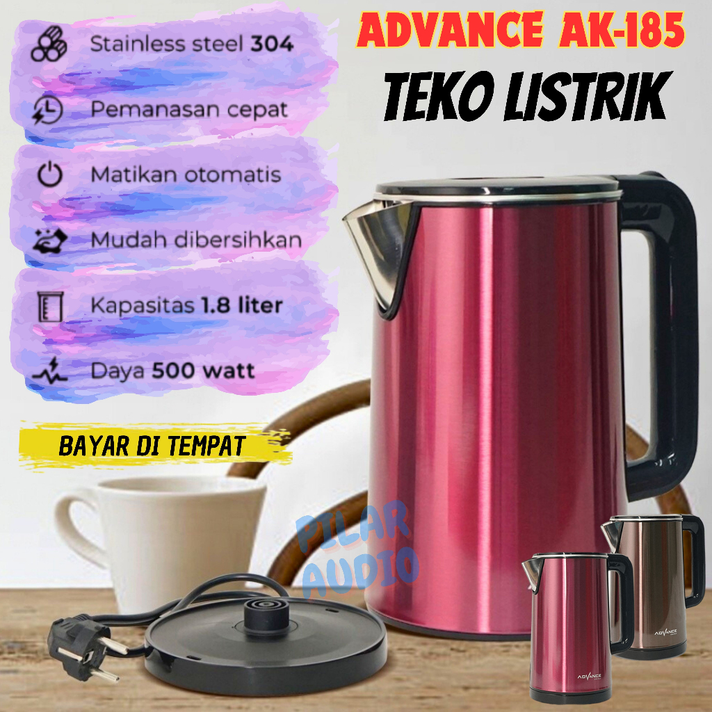 Jual NEW~Teko Listrik ADVANCE AK-185 Otomatis 1.8 L Low Watt / Pemanas ...