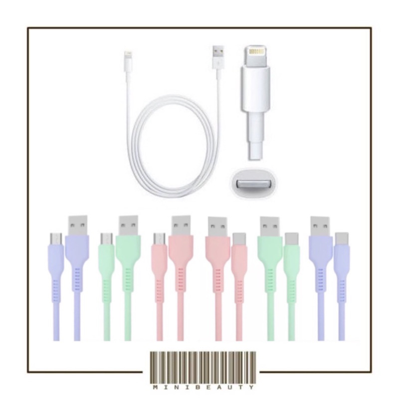 Jual kabel data charger iphone macaron micro USB type C cable ...