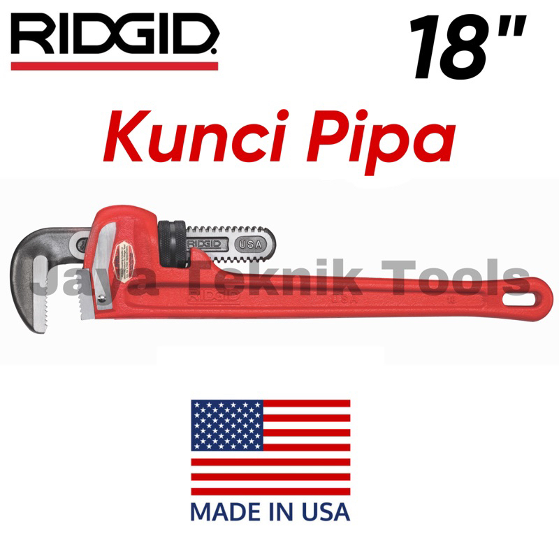 Jual Kunci Pipa 18 inch Ridgid USA Original Pipe Wrench Merah | Shopee ...