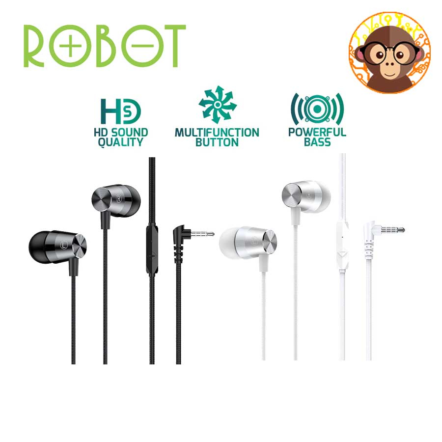 Jual Earphone Headset Robot RE101S 1.2M Subwoofer Bass Metal Wire Kabel ...