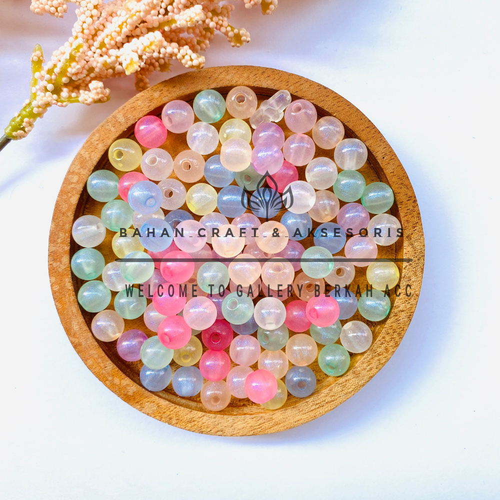 Jual [50 pcs] Manik Manik Bulat Jelly Glowing Gliter Manik Bulat 8 mm Bahan Craft | Shopee Indonesia