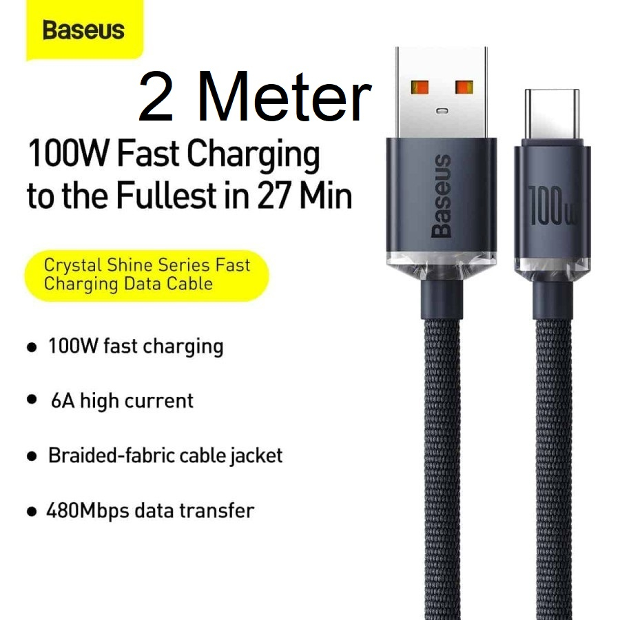 Jual Baseus Original Kabel Data Crystal Shine 100W 6A USB to Type C 2M ...