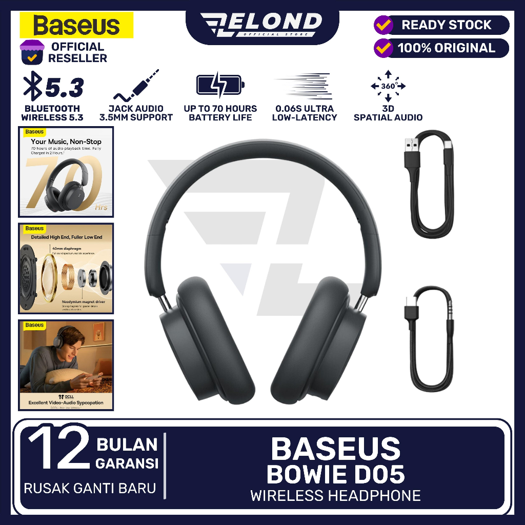 Jual Baseus Bowie D05 ENC Foldable Wired / Wireless Headphone Bluetooth 5.3 | Shopee Indonesia