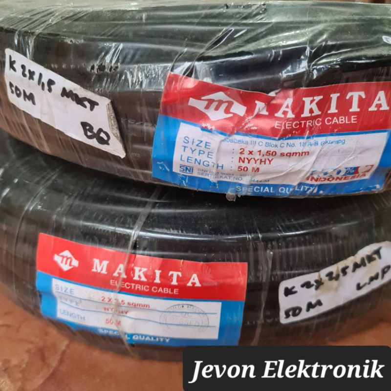 Jual Kabel Makita NYYHY meteran 2 x 1,5 2,5 per meter Serabut Tembaga Hitam 2x1,5 2x2,5 sqmm ...