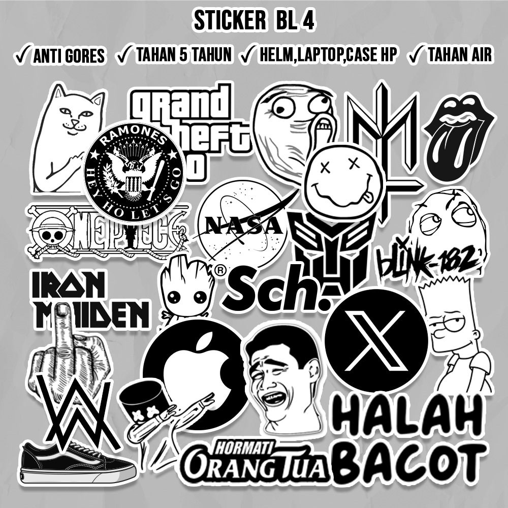 Jual Stiker Aesthetic Laptop BLACK WHITE Sticker Tumblr Helm Laptop ...