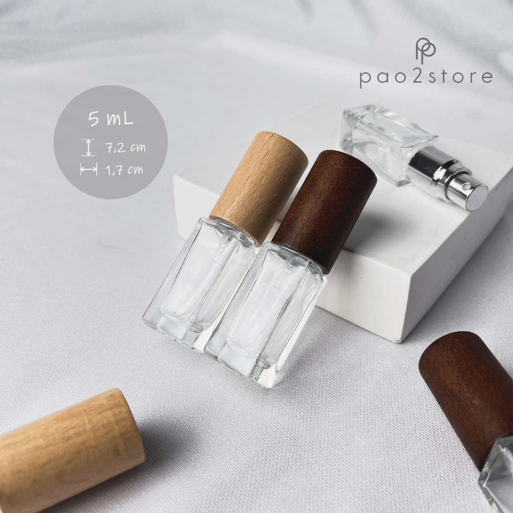 Jual Botol Spray 5ml Tutup KAYU - Kaca Kotak Tebal Clear - Spray Metal ...
