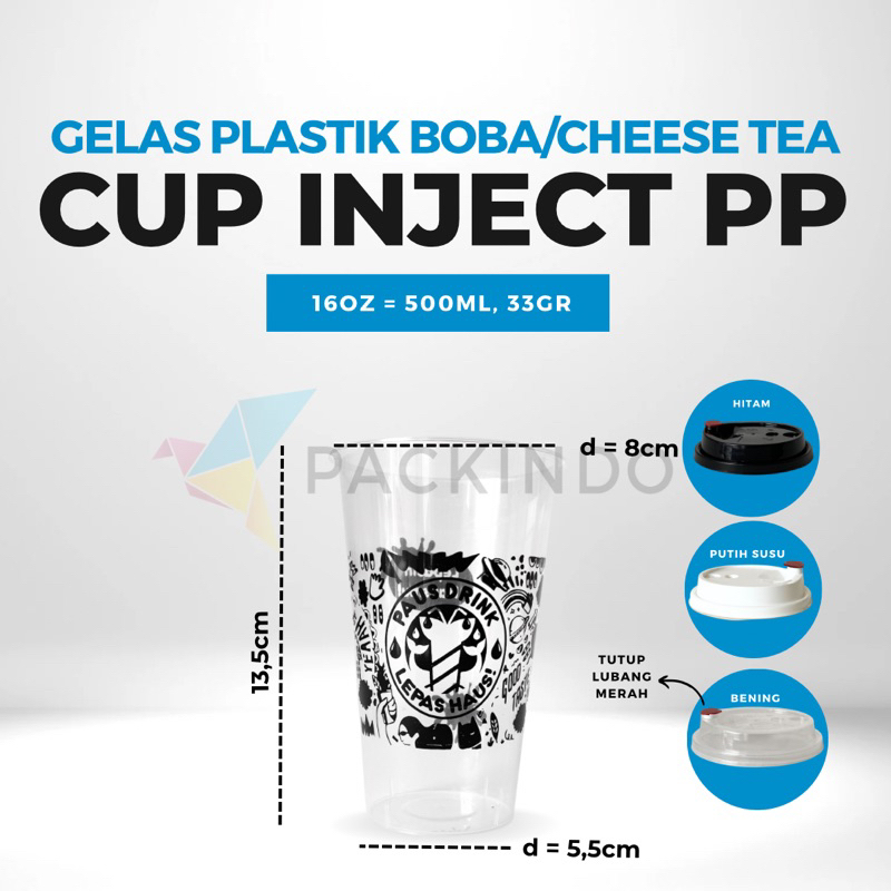 Jual Gelas Plastik Boba/Cheese Tea/ Cup Injection PP 500ml | Shopee ...