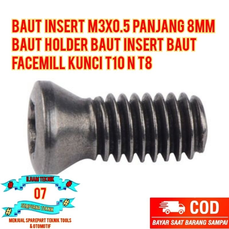 Jual baut insert m3x0.5 panjang 8mm baut holder baut insert baut ...