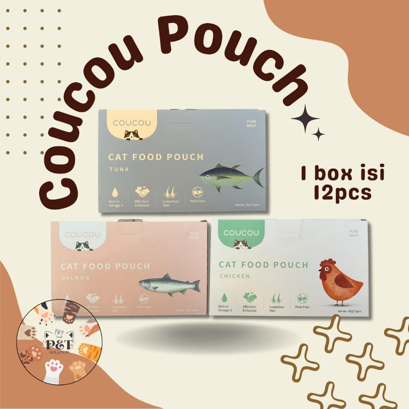Jual (BISA MIX) COUCOU POUCH 85GR 1 BOX ISI 12 PCS KITTEN DAN ADULT ...