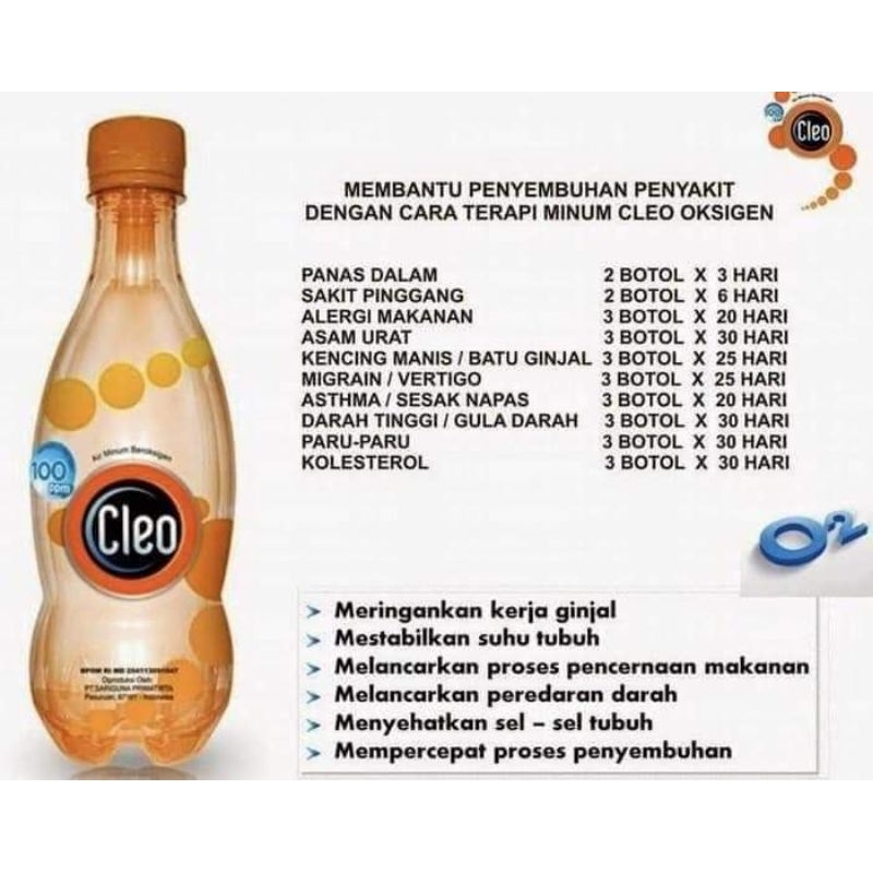 Jual 1 Dus Air Cleo Oxigen 100 PPM 24 Botol @500ml | Shopee Indonesia