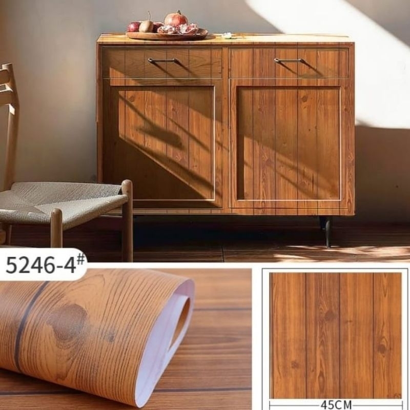 Jual (COD)Wallpaper Sticker Dinding Motif Kayu Marmer Serat garis dan ...