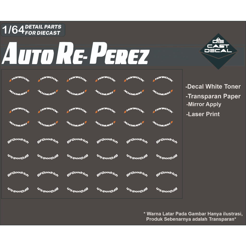 Jual [WHITE TONER] DECAL HOTWHEELS WHITE TONER AUTOREPEREZ - DECAL BAN ...