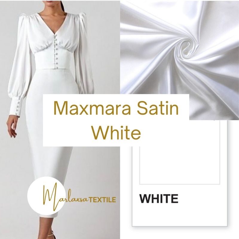Jual KAIN PURE SILKY SATIN MXM | White | Putih | Shopee Indonesia