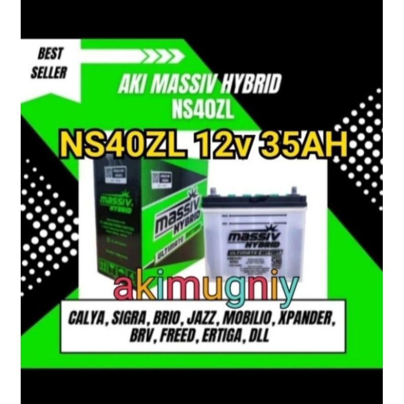 Jual aki mobil ns40zl hybrid 12v 35ah Brio jazz Ertiga xpander Ayla agya calya Sigra brv Mobilio ...