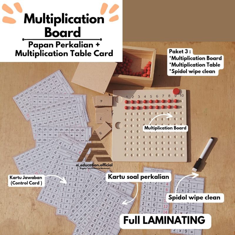 Jual Papan Perkalian Montessori Multiplication Board Montessori Papan ...
