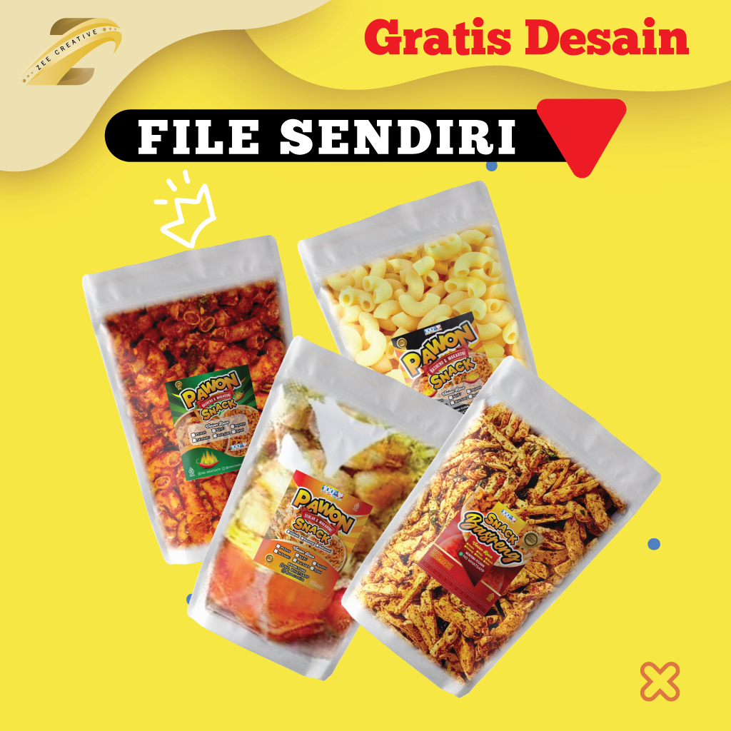 Jual Stiker Label Snack Jajanan Kemasan Pouch Plastik Product Makaroni