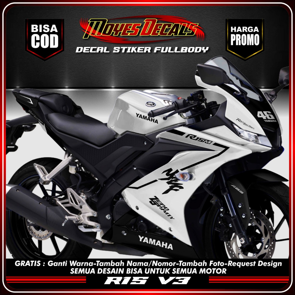 Jual Decal Fullbody Yamaha R15 V3 - Decal Stiker Motor R15 V3 Motif ...