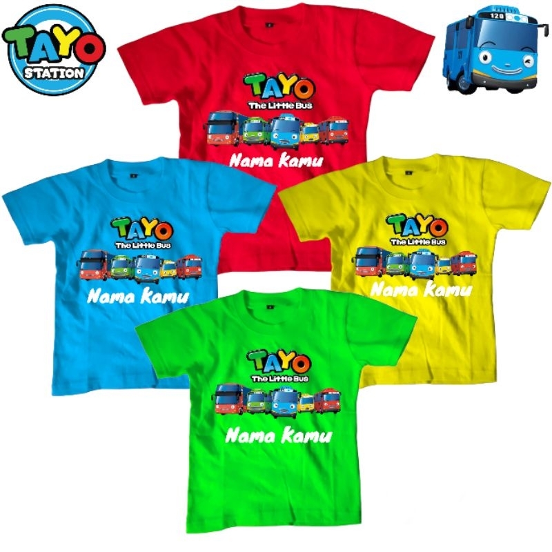 Jual Kaos tayo anak BUS TAYO Custom Nama 1-12 Tahun combed 30S | Shopee Indonesia