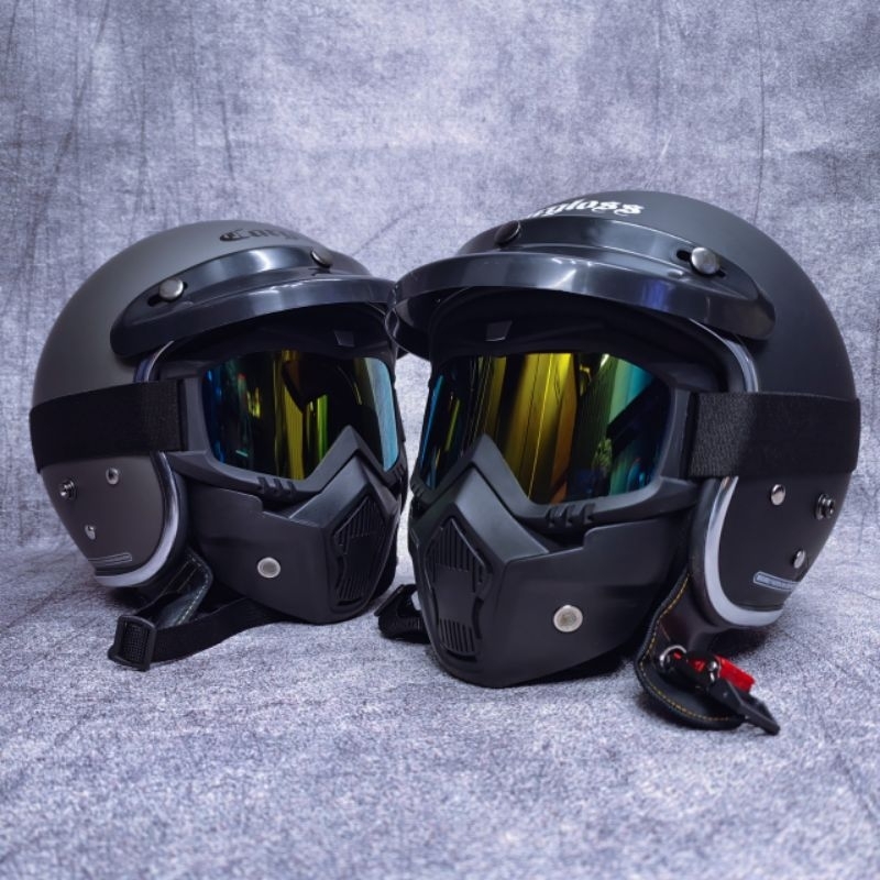 Jual HELM BOGO RETRO GOGLE MASK TOPENG | Shopee Indonesia
